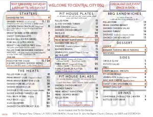 Menu - Central City BBQ New Orleans